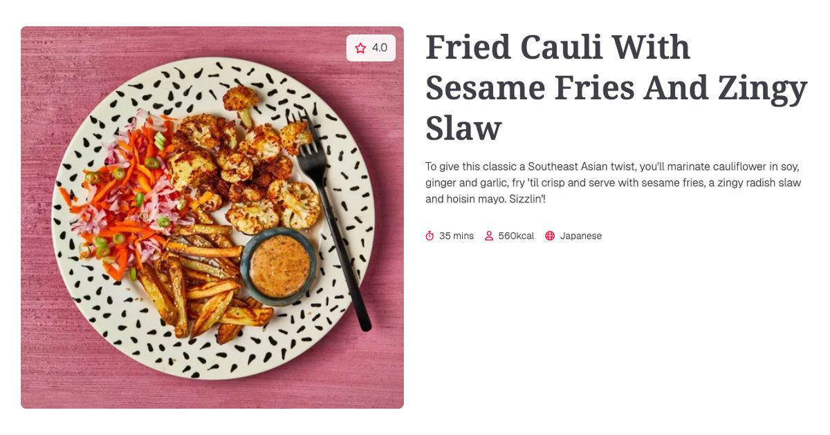Fried Cauli With Sesame Fries And Zingy Slaw (35 mins) | Gousto Recipe ...