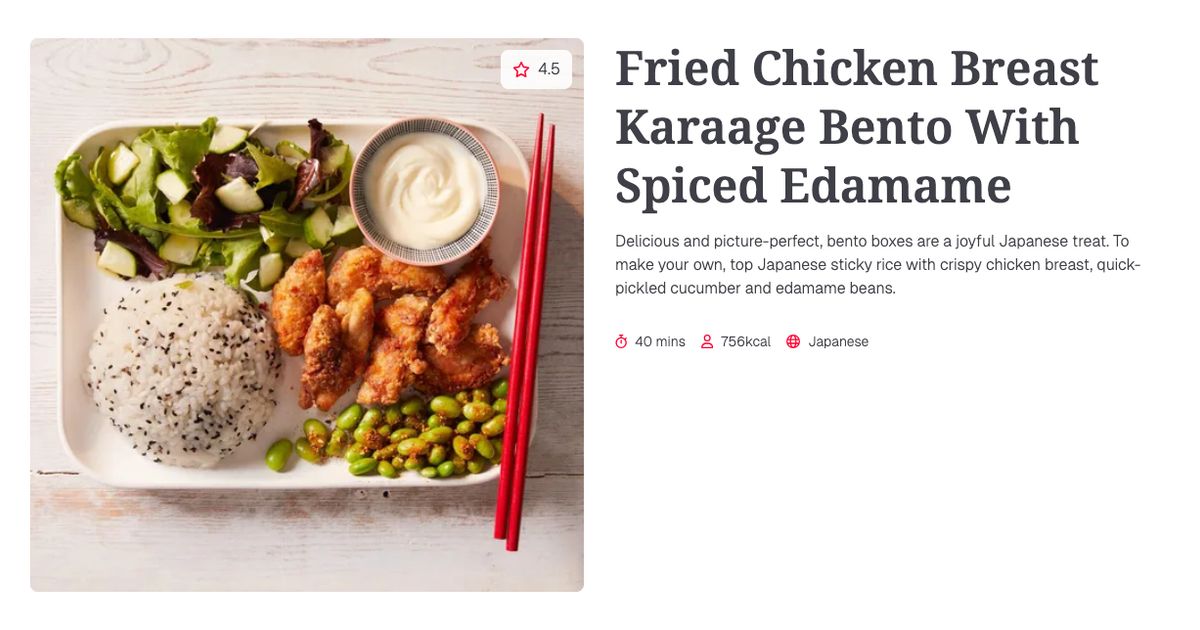 Fried Chicken Breast Karaage Bento With Spiced Edamame (40 mins ...