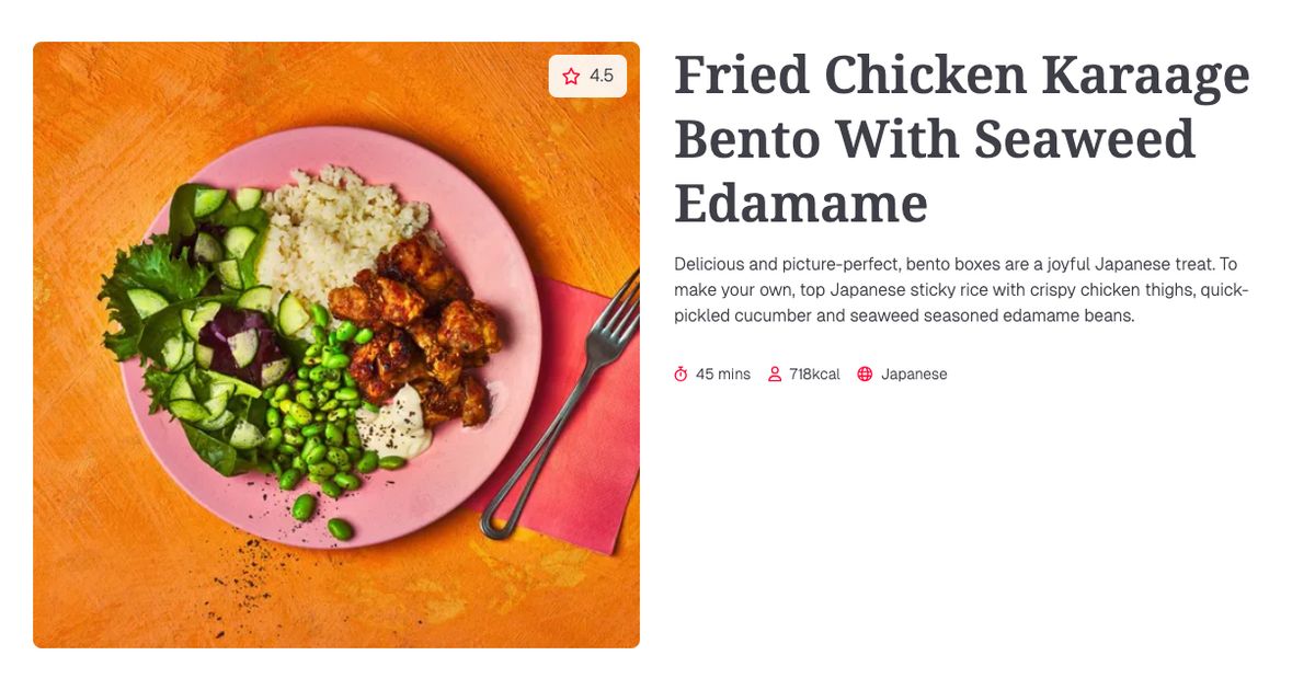 Fried Chicken Karaage Bento With Seaweed Edamame (45 mins) | Gousto ...