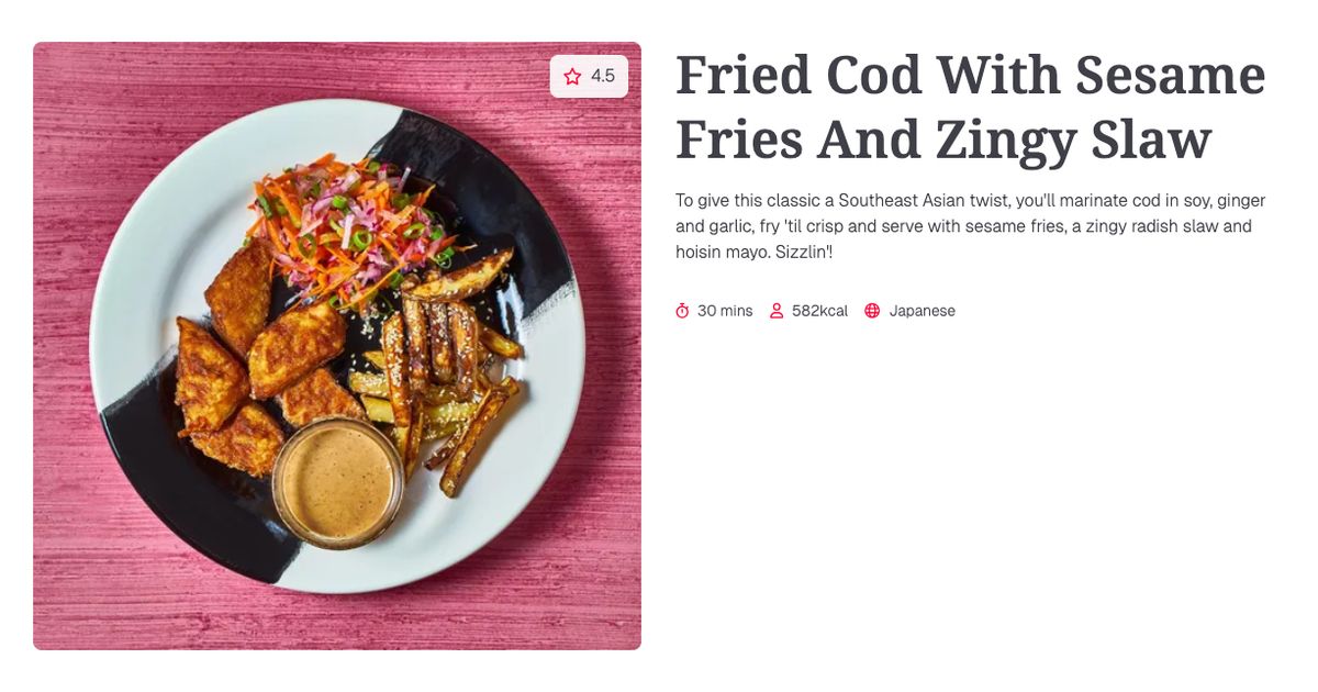 Fried Cod With Sesame Fries And Zingy Slaw (30 mins) | Gousto Recipe Search