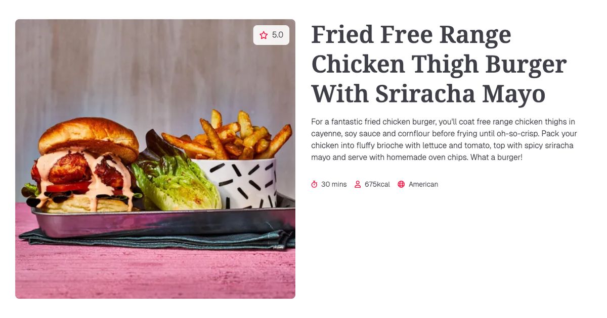 Fried Free Range Chicken Thigh Burger With Sriracha Mayo (30 mins ...