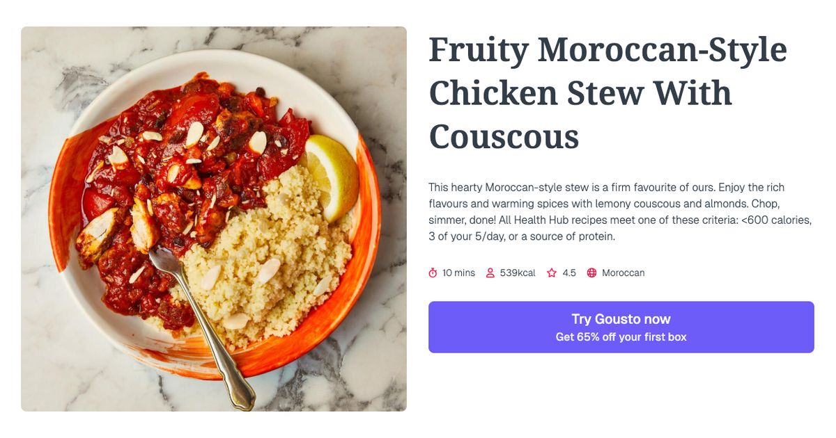 Fruity Moroccan-Style Chicken Stew With Couscous (10 mins) | Gousto ...