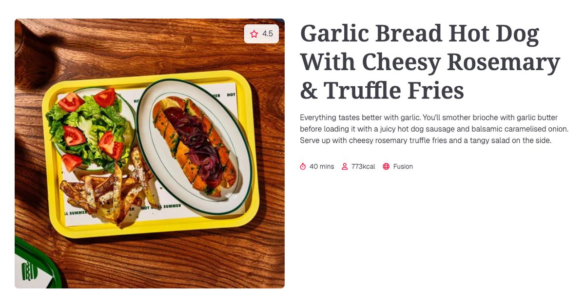 Garlic Bread Hot Dog With Cheesy Rosemary & Truffle Fries (40 mins ...
