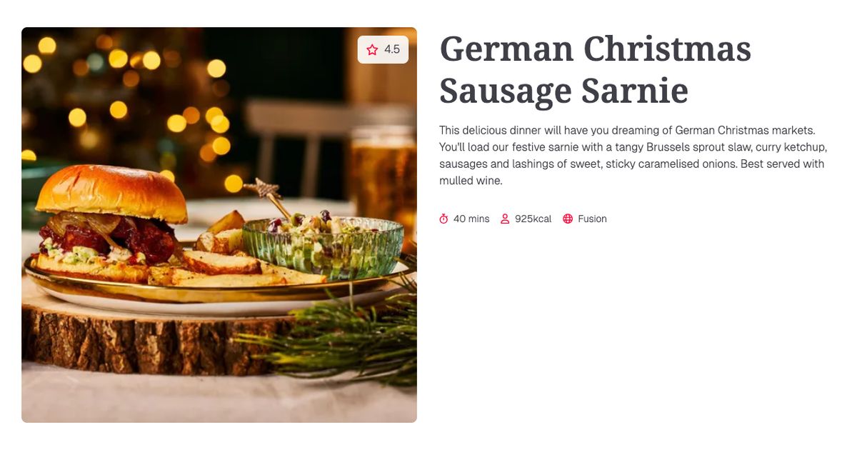German Christmas Sausage Sarnie (40 mins) | Gousto Recipe Search