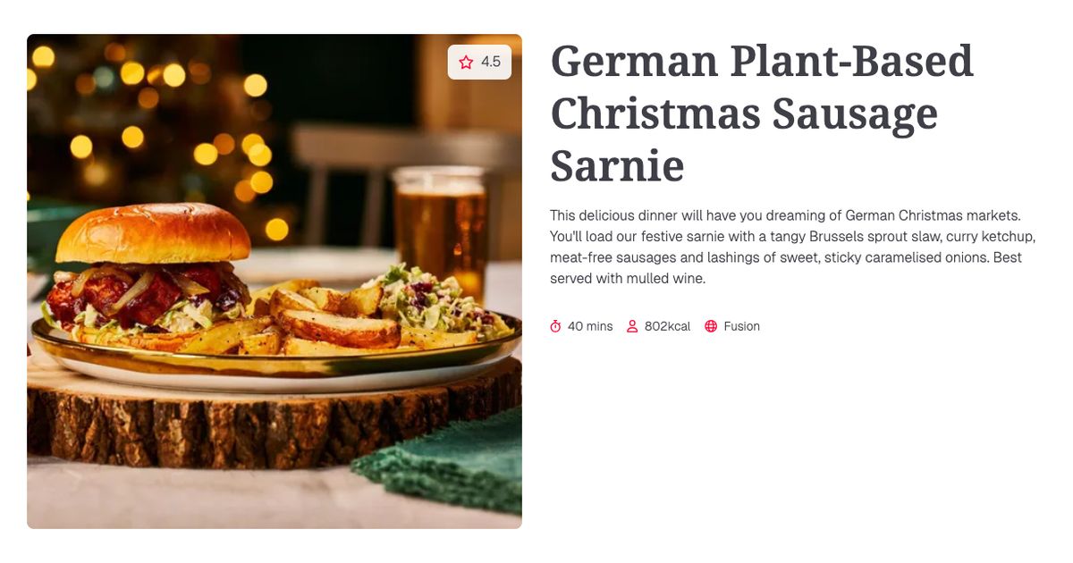 German Plant-Based Christmas Sausage Sarnie (40 mins) | Gousto Recipe ...