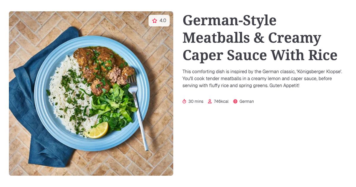 German-Style Meatballs & Creamy Caper Sauce With Rice (30 mins ...