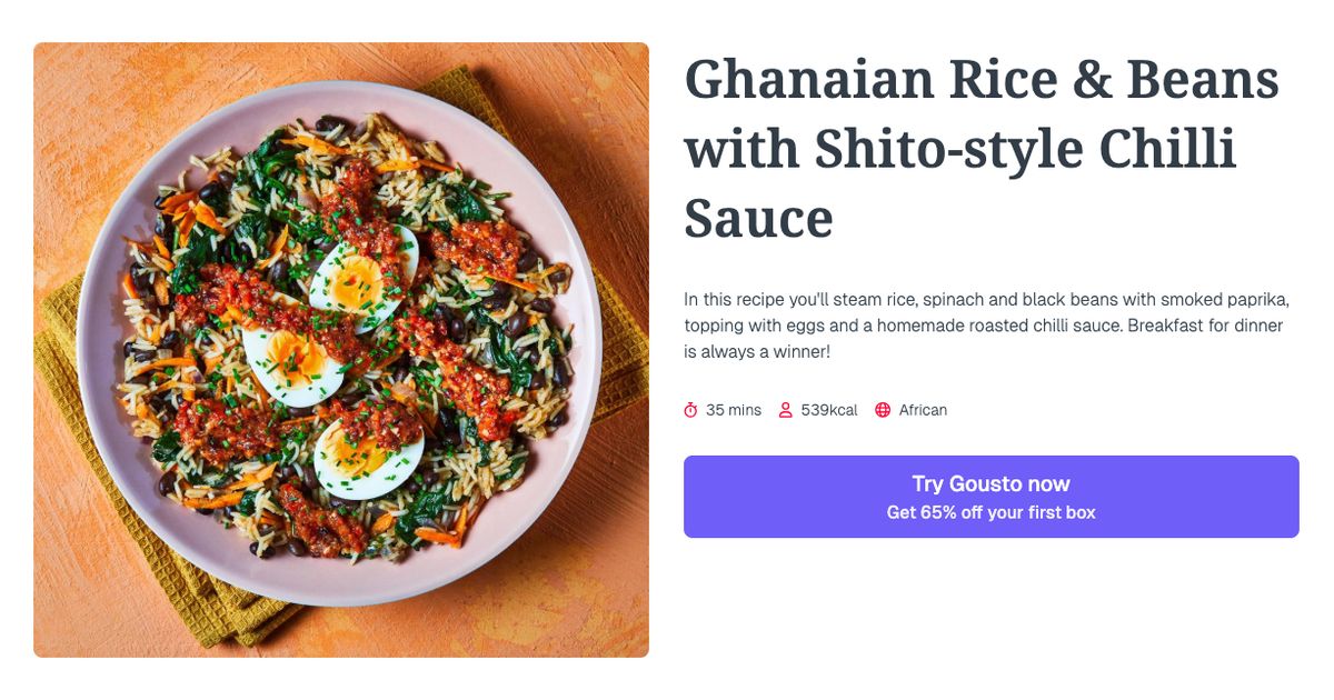 Ghanaian Rice & Beans with Shito-style Chilli Sauce (35 mins) | Gousto ...