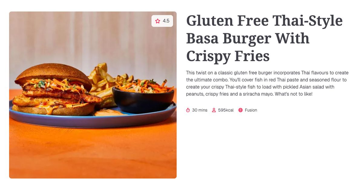 Gluten Free Thai-Style Basa Burger With Crispy Fries (30 mins) | Gousto ...
