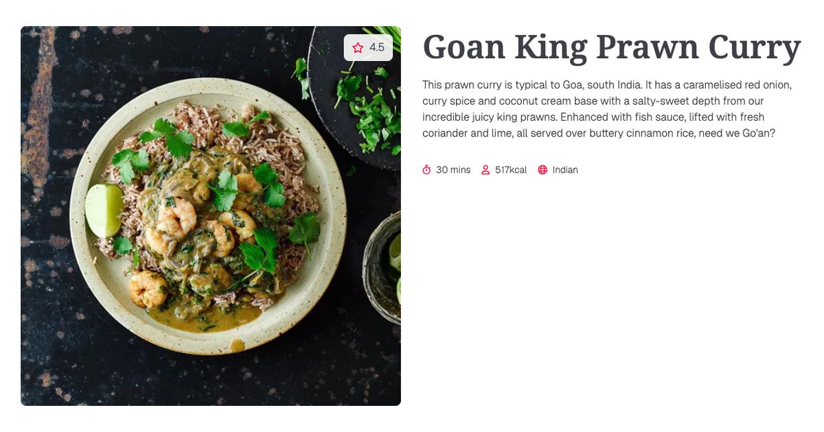 Goan King Prawn Curry (30 mins) | Gousto Recipe Search