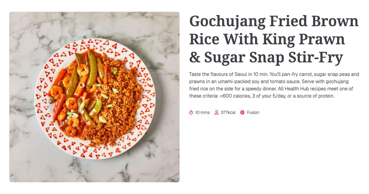Gochujang Fried Brown Rice With King Prawn & Sugar Snap Stir-Fry (10 ...