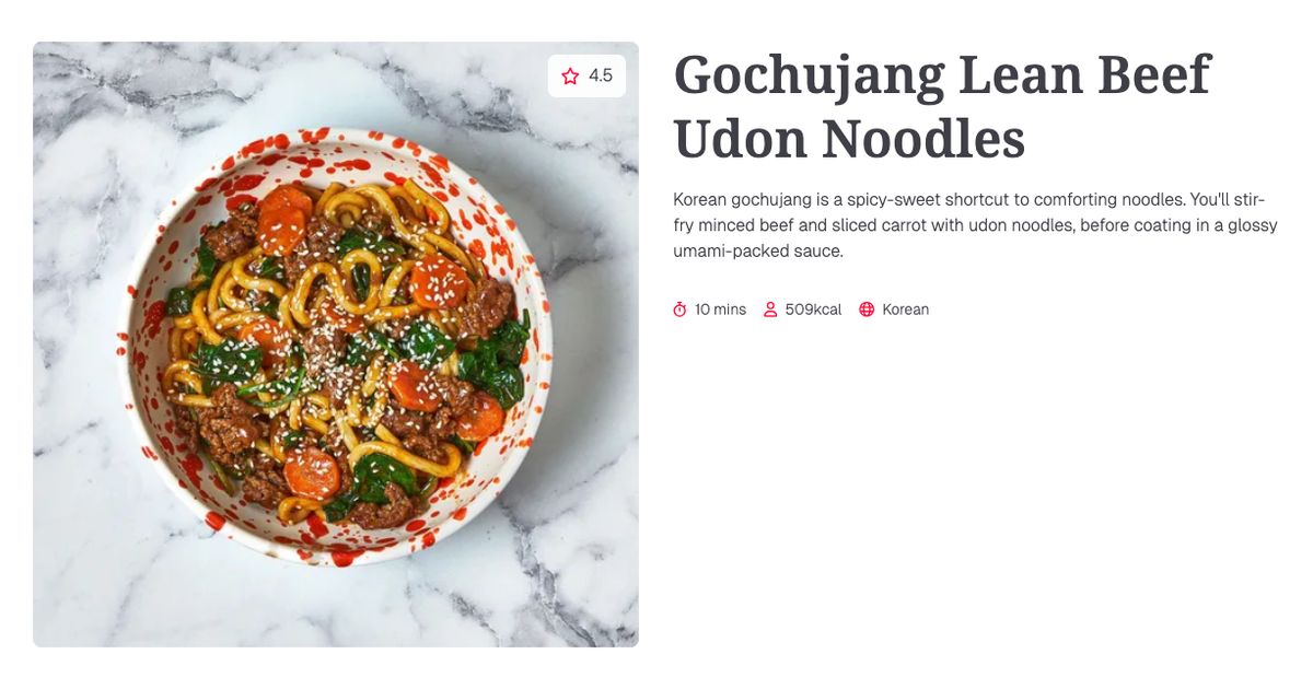Gochujang Lean Beef Udon Noodles (10 mins) | Gousto Recipe Search