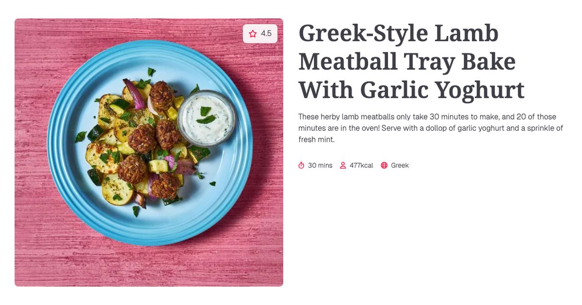 Greek-Style Lamb Meatball Tray Bake With Garlic Yoghurt (30 mins ...