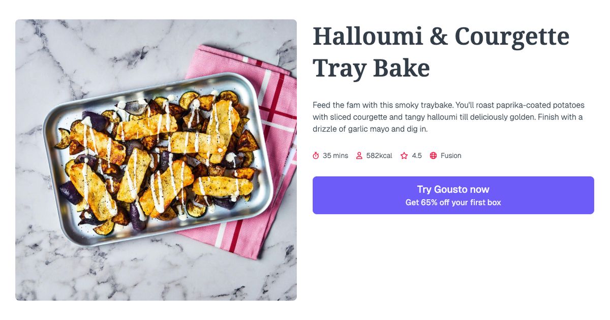 Halloumi & Courgette Tray Bake (35 mins) | Gousto Recipe Search