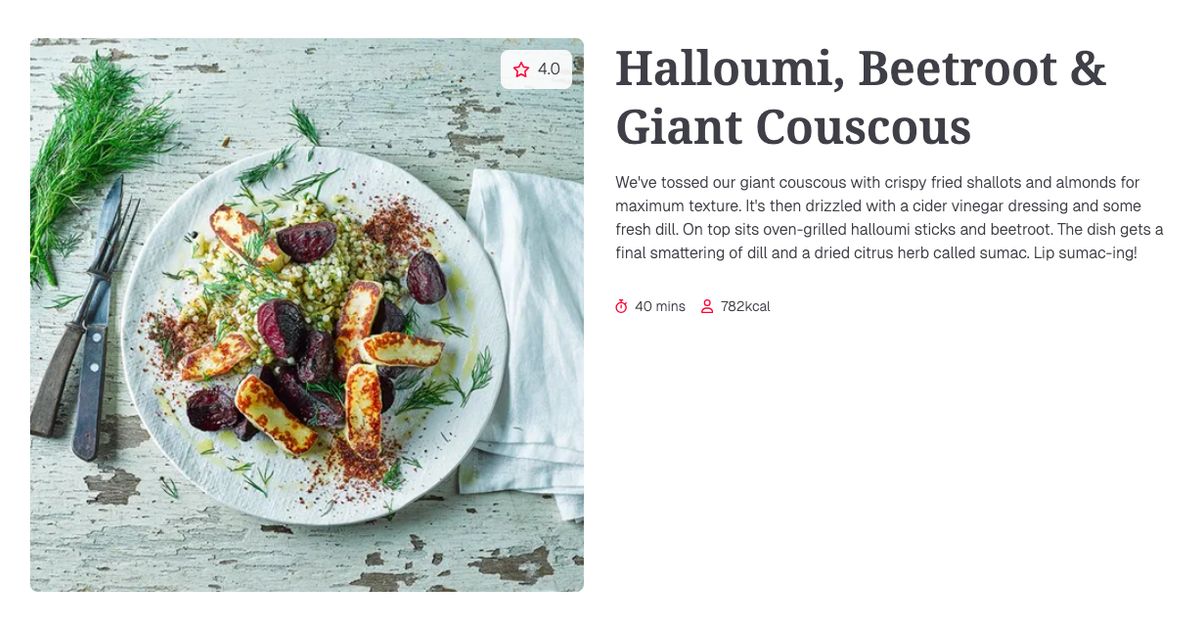 Halloumi, Beetroot & Giant Couscous (40 mins) | Gousto Recipe Search