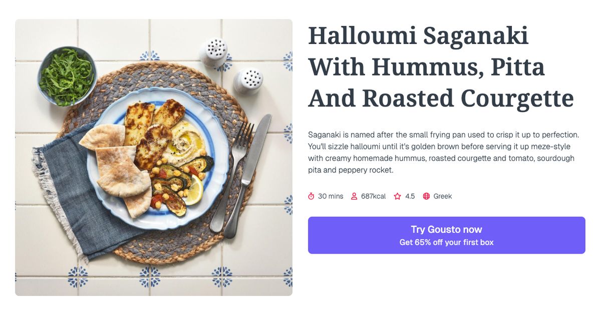 Halloumi Saganaki With Hummus, Pitta And Roasted Courgette (30 mins ...