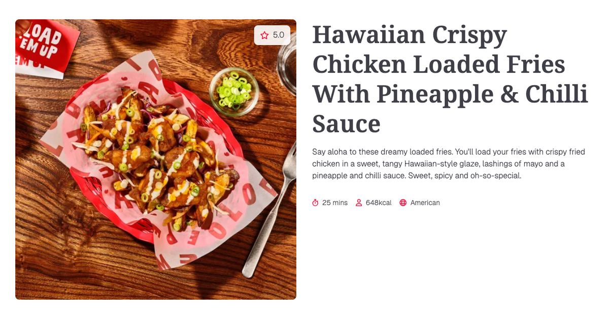 Hawaiian Crispy Chicken Loaded Fries With Pineapple & Chilli Sauce (25 ...