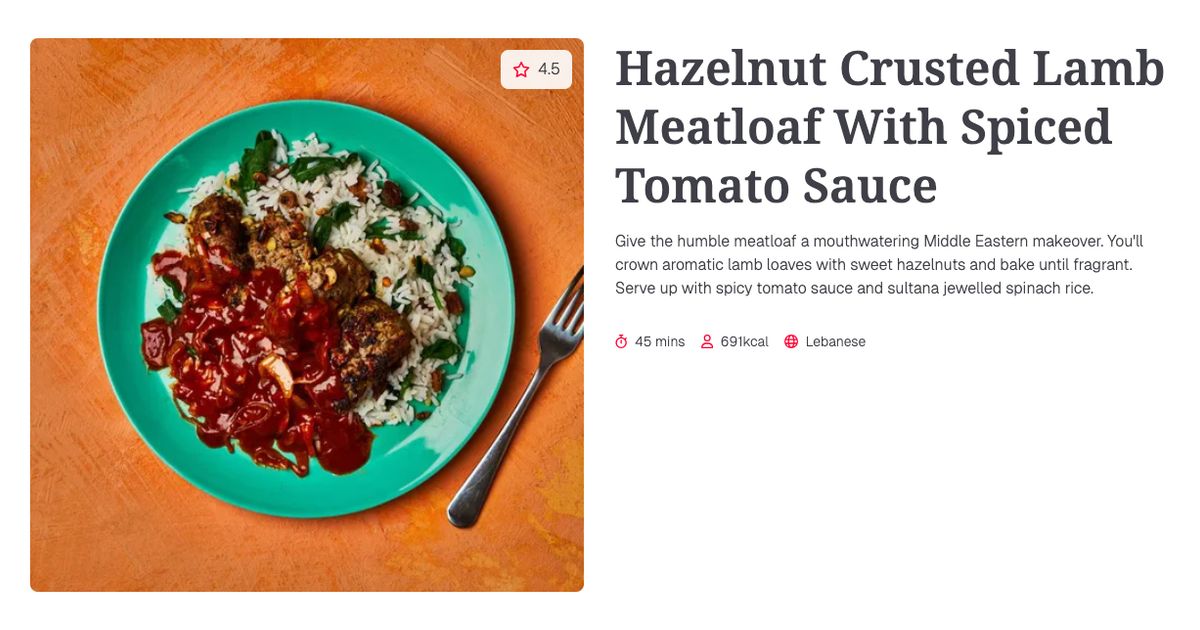 Hazelnut Crusted Lamb Meatloaf With Spiced Tomato Sauce (45 mins ...