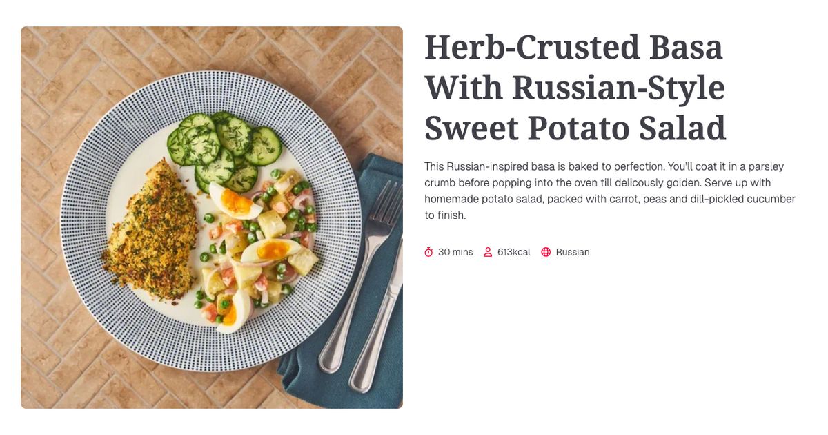 Herb-Crusted Basa With Russian-Style Sweet Potato Salad (30 mins ...