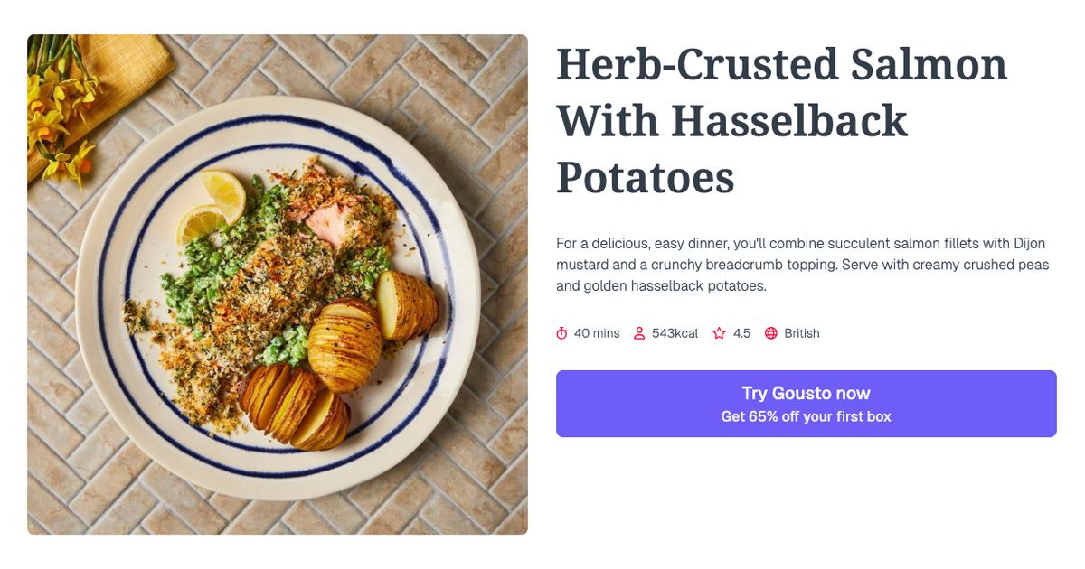 Herb-Crusted Salmon With Hasselback Potatoes (40 mins) | Gousto Recipe ...