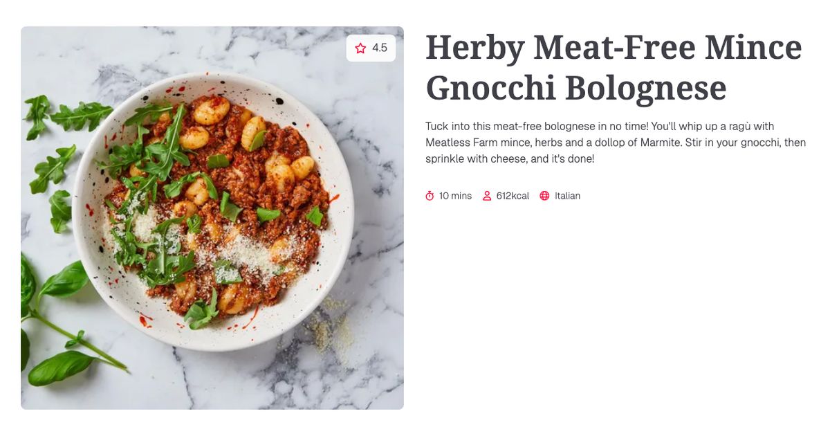 Herby Meat-Free Mince Gnocchi Bolognese (10 mins) | Gousto Recipe Search