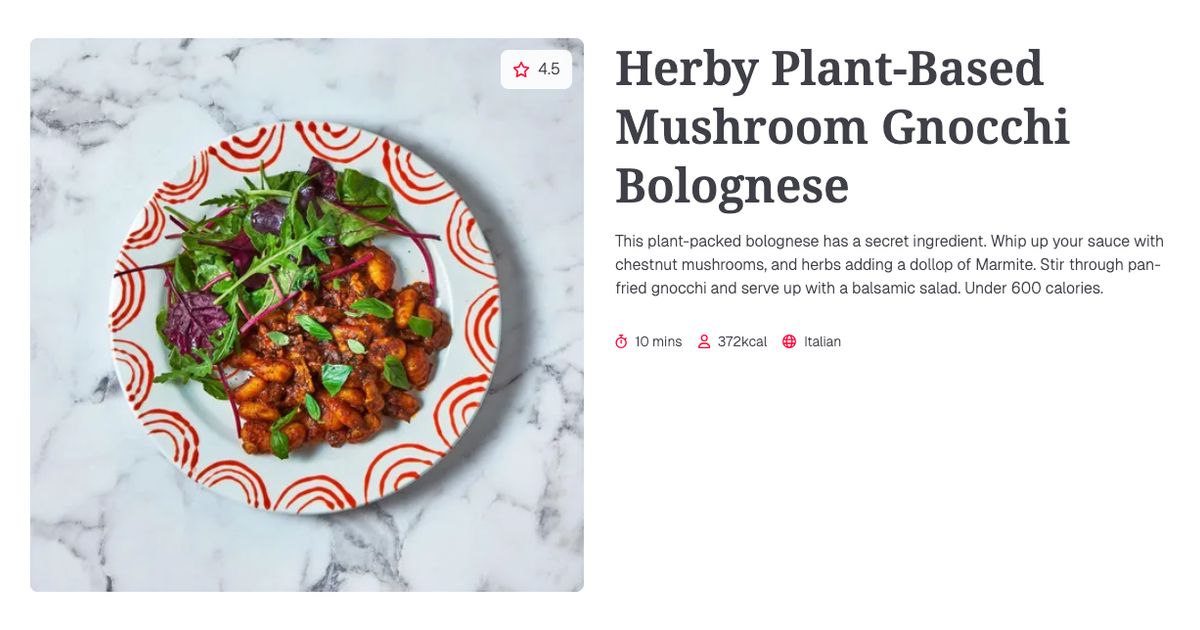 Herby Plant-Based Mushroom Gnocchi Bolognese (10 mins) | Gousto Recipe ...