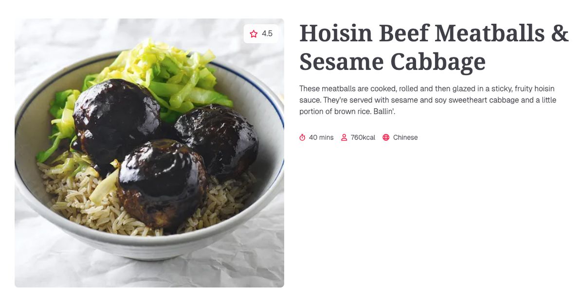 Hoisin Beef Meatballs & Sesame Cabbage (40 mins) | Gousto Recipe Search