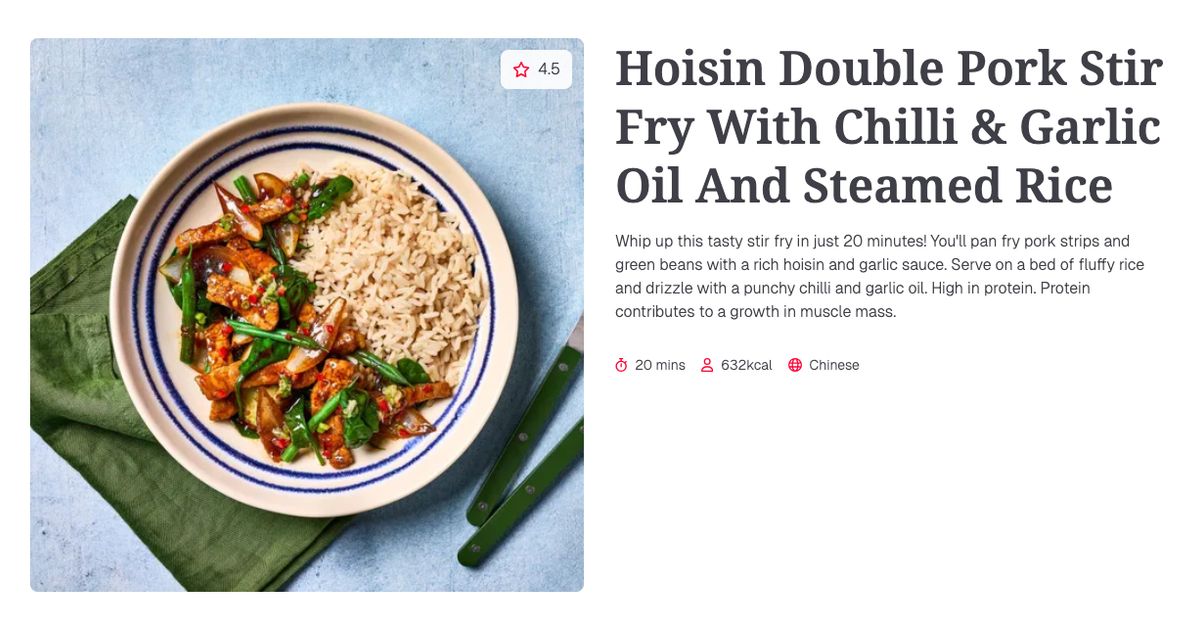 Hoisin Double Pork Stir Fry With Chilli & Garlic Oil And Steamed Rice ...