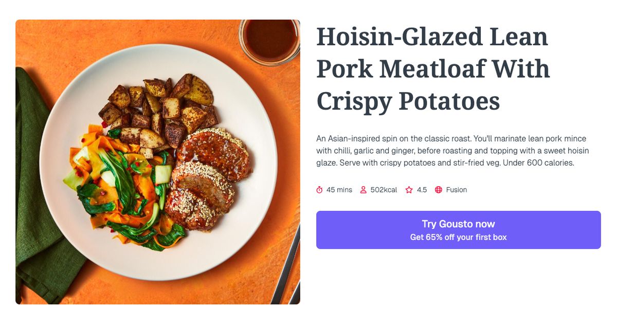 Hoisin-Glazed Lean Pork Meatloaf With Crispy Potatoes (45 mins) | Gousto Recipe Search