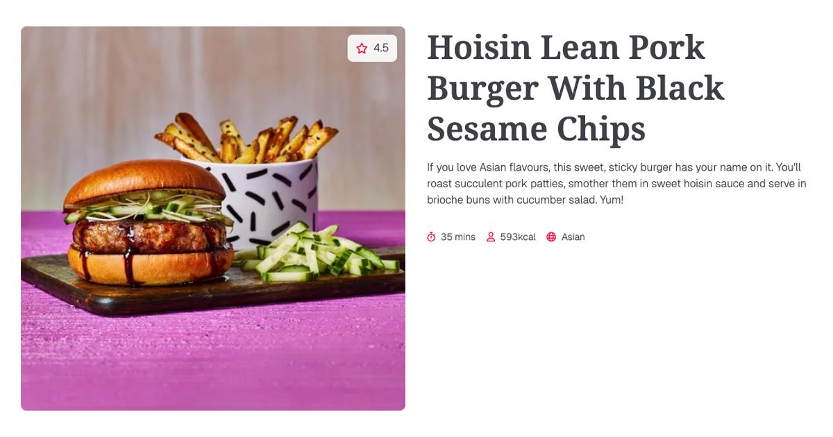 Hoisin Lean Pork Burger With Black Sesame Chips (35 mins) | Gousto ...