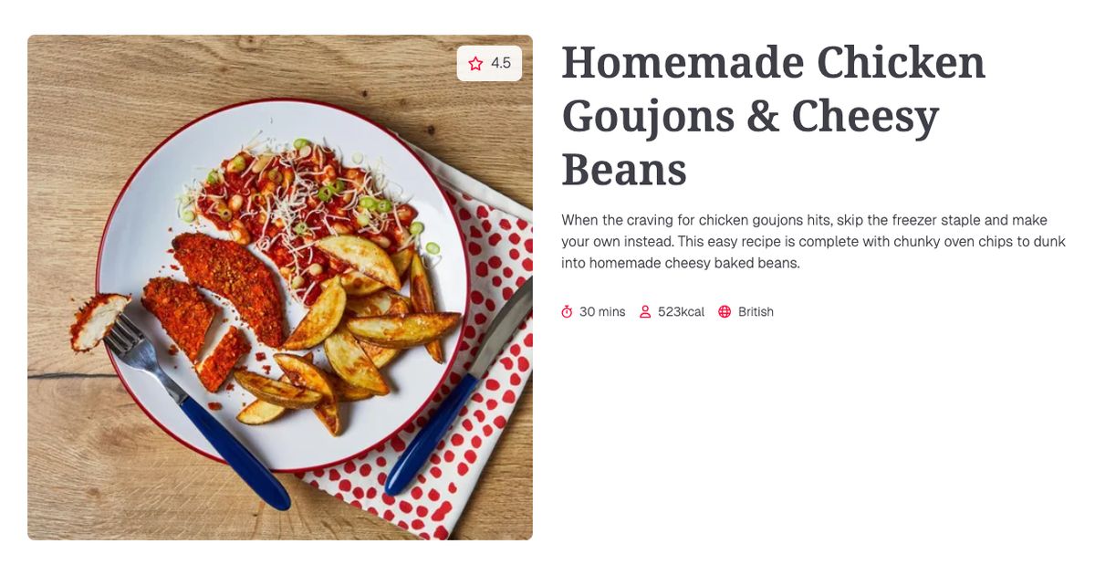Homemade Chicken Goujons & Cheesy Beans (30 mins) | Gousto Recipe Search