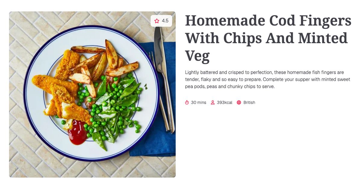 Homemade Cod Fingers With Chips And Minted Veg (30 mins) | Gousto ...