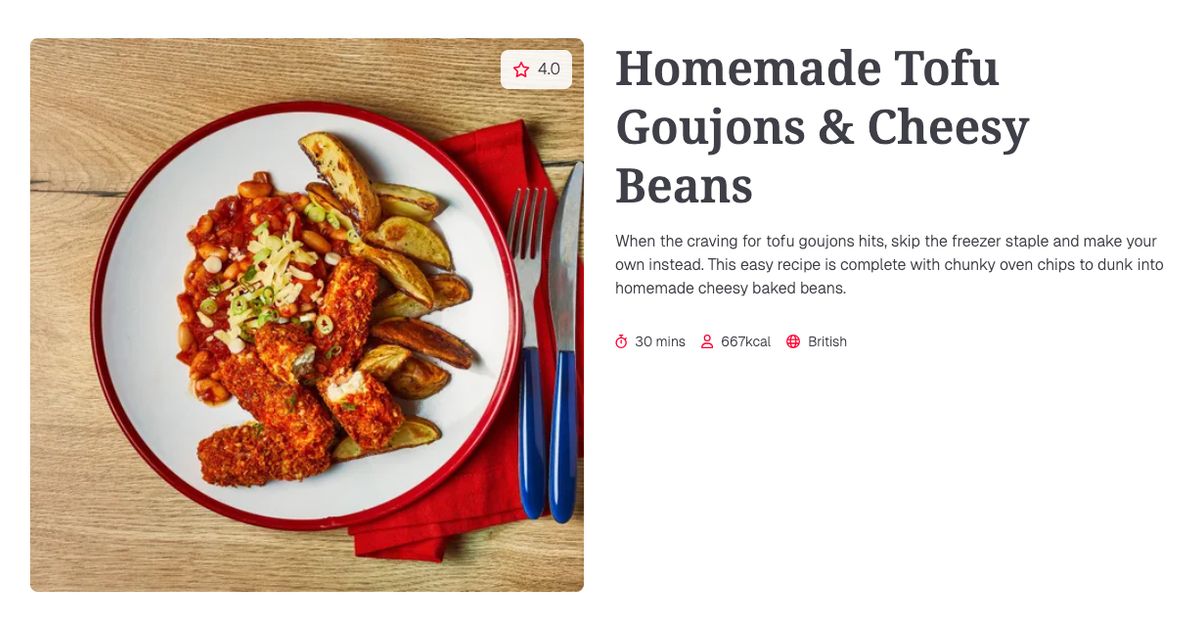 Homemade Tofu Goujons & Cheesy Beans (30 mins) | Gousto Recipe Search