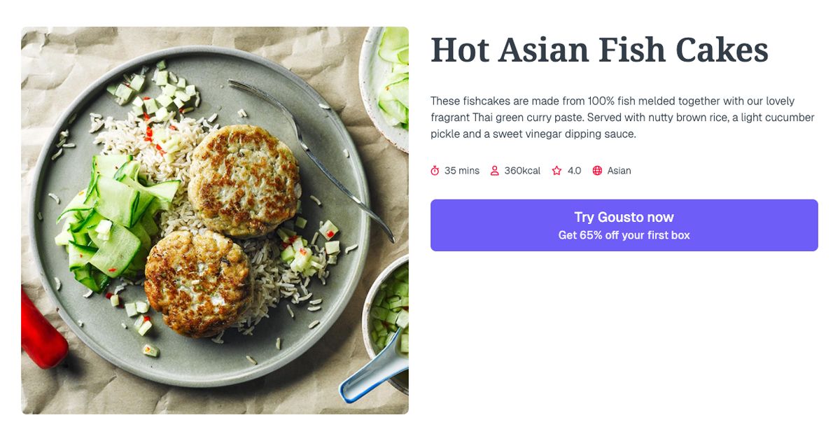 Hot Asian Fish Cakes (35 mins) | Gousto Recipe Search