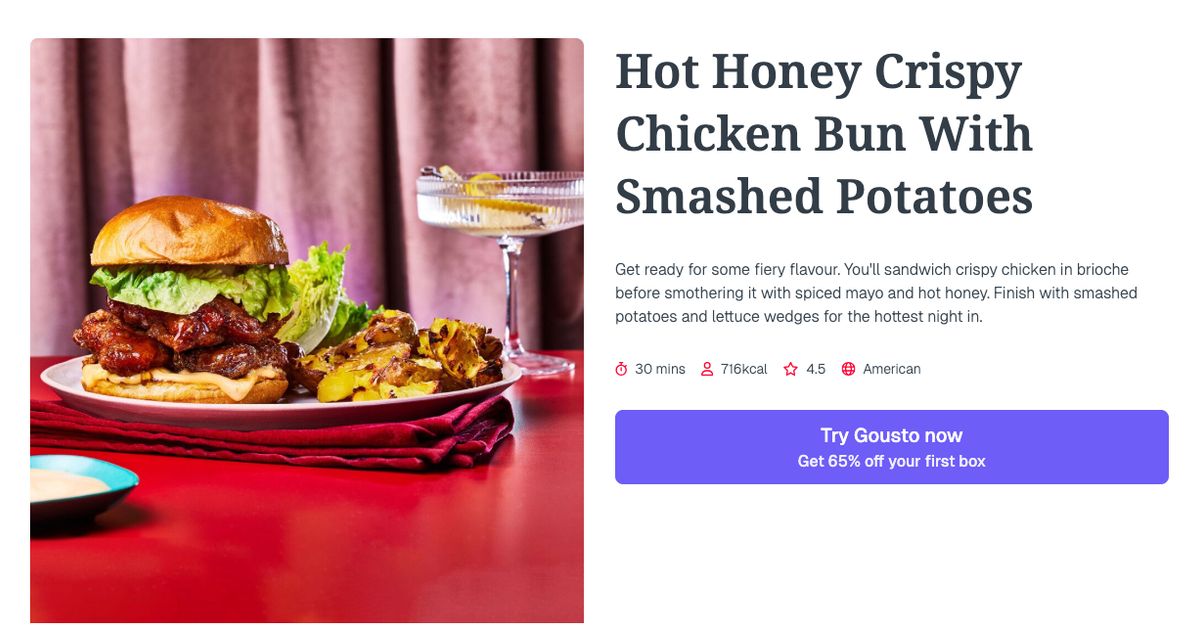 Hot Honey Crispy Chicken Bun With Smashed Potatoes (30 mins) | Gousto ...