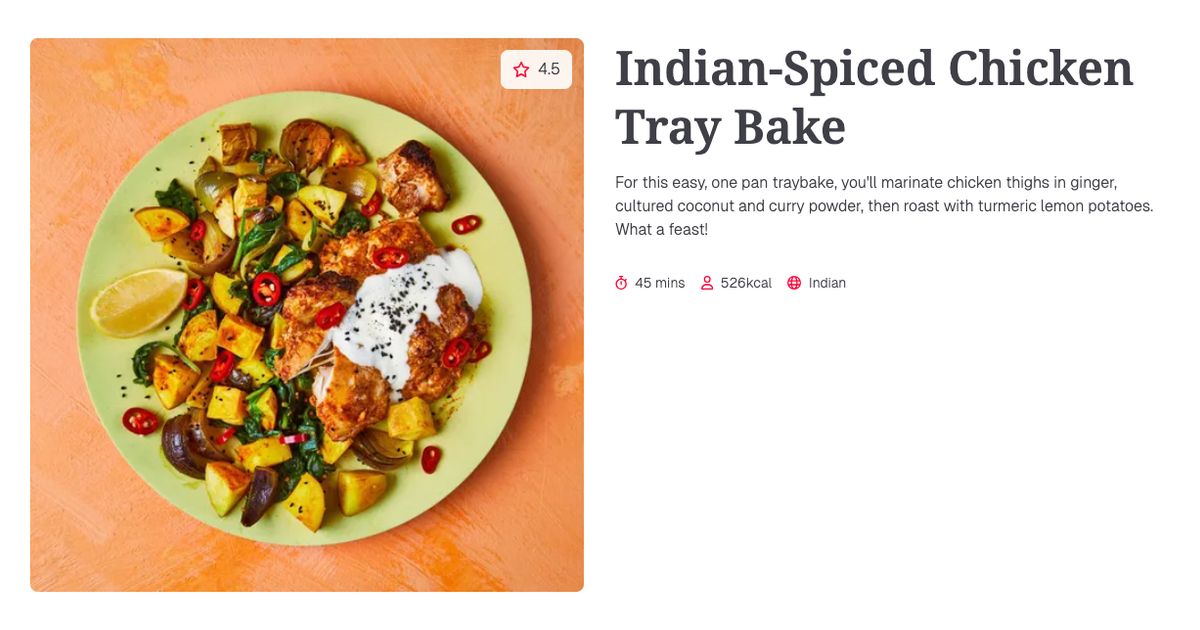 Indian-Spiced Chicken Tray Bake (45 mins) | Gousto Recipe Search