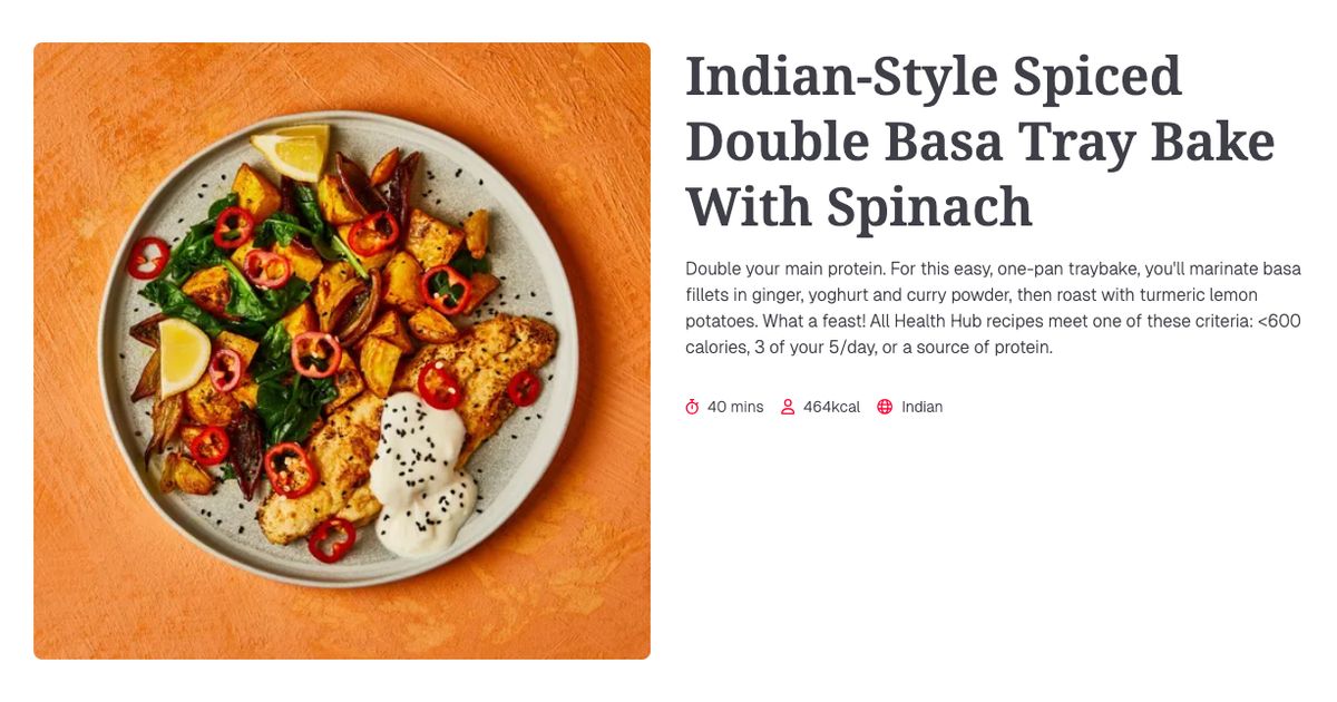 Indian-Style Spiced Double Basa Tray Bake With Spinach (40 mins ...