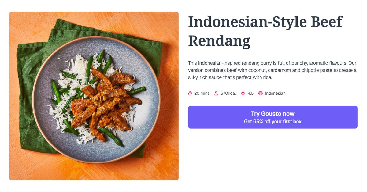 Indonesian-Style Beef Rendang (20 mins) | Gousto Recipe Search