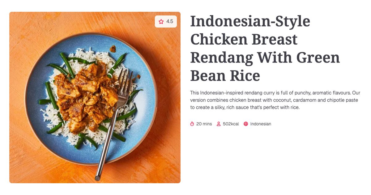 Indonesian-Style Chicken Breast Rendang With Green Bean Rice (20 mins ...