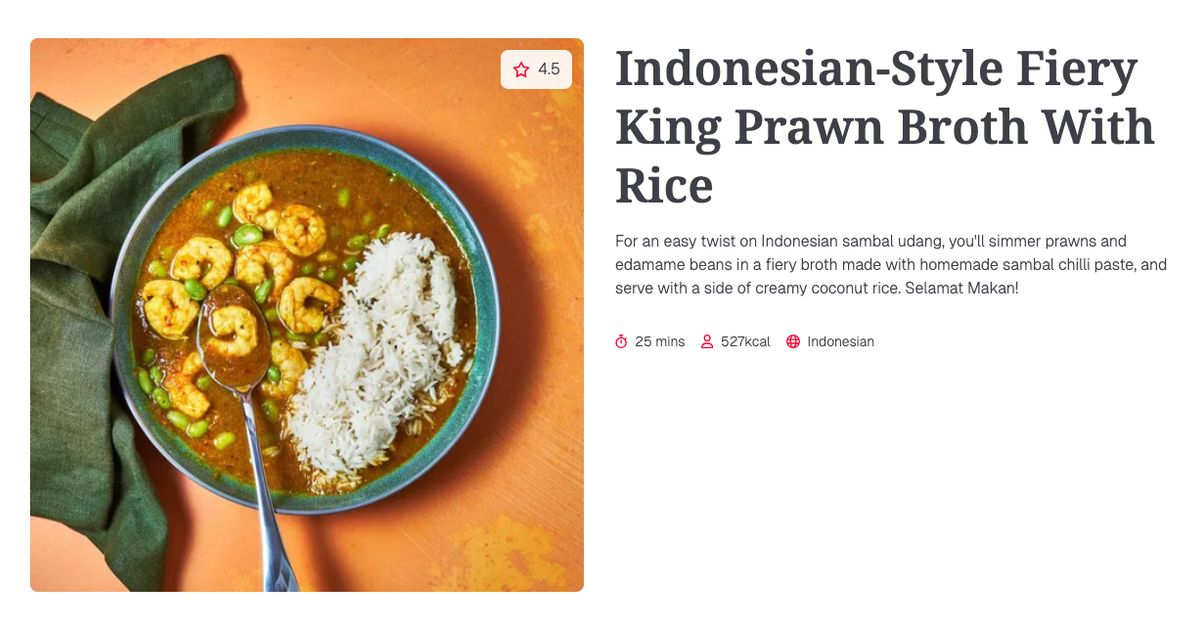 Indonesian-Style Fiery King Prawn Broth With Rice (25 mins) | Gousto ...