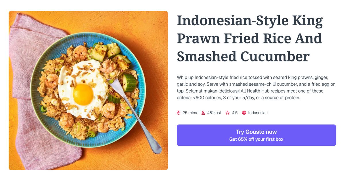 Indonesian-Style King Prawn Fried Rice And Smashed Cucumber (25 mins ...