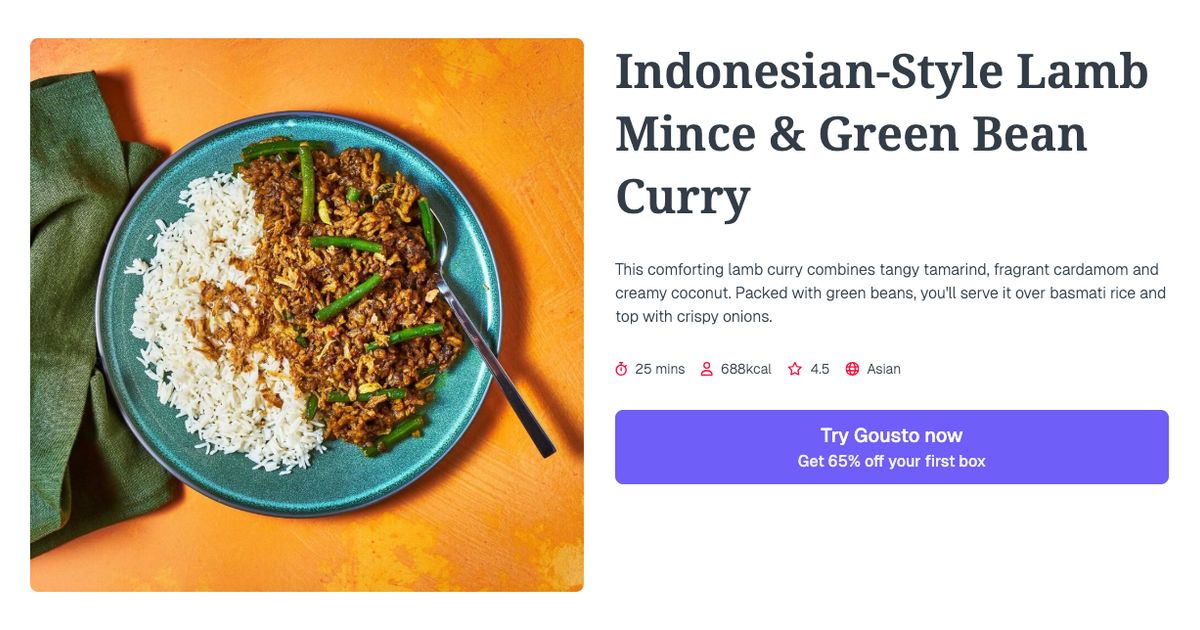 Indonesian-Style Lamb Mince & Green Bean Curry (25 mins) | Gousto ...