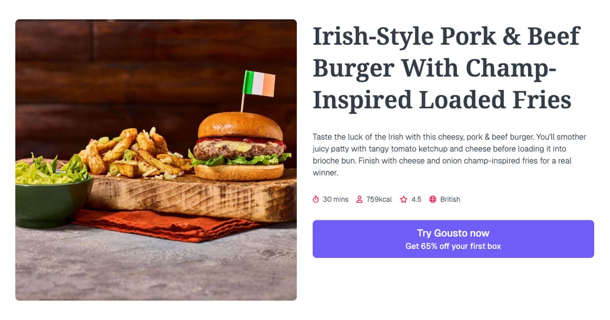 Irish-Style Pork & Beef Burger With Champ-Inspired Loaded Fries (30 ...