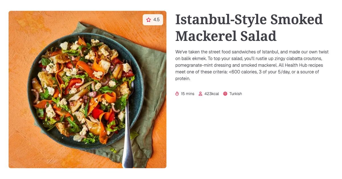 Istanbul-Style Smoked Mackerel Salad (15 mins) | Gousto Recipe Search