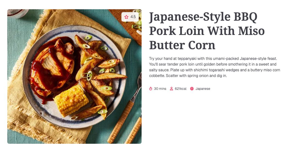 Japanese-Style BBQ Pork Loin With Miso Butter Corn (30 mins) | Gousto ...