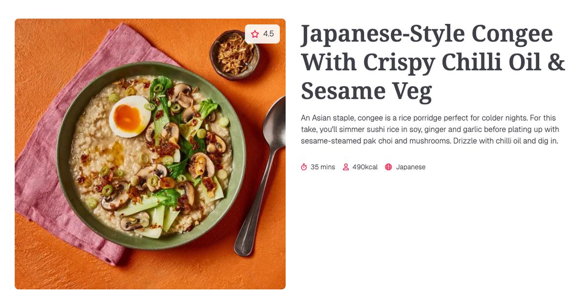 Japanese-Style Congee With Crispy Chilli Oil & Sesame Veg (35 mins ...