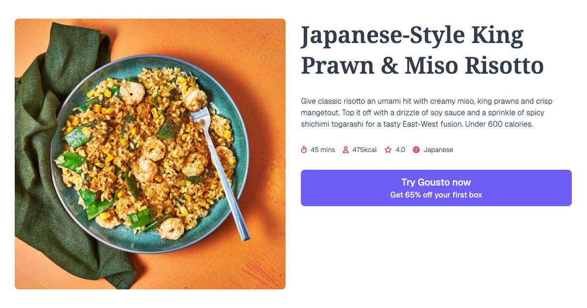 Japanese-Style King Prawn & Miso Risotto (45 mins) | Gousto Recipe Search