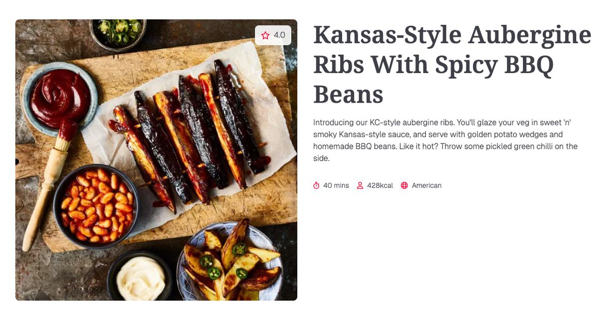 Kansas-Style Aubergine Ribs With Spicy BBQ Beans (40 mins) | Gousto ...