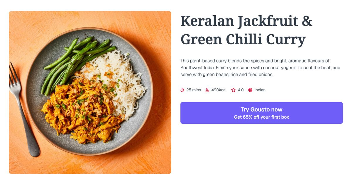 Keralan Jackfruit & Green Chilli Curry (25 mins) | Gousto Recipe Search