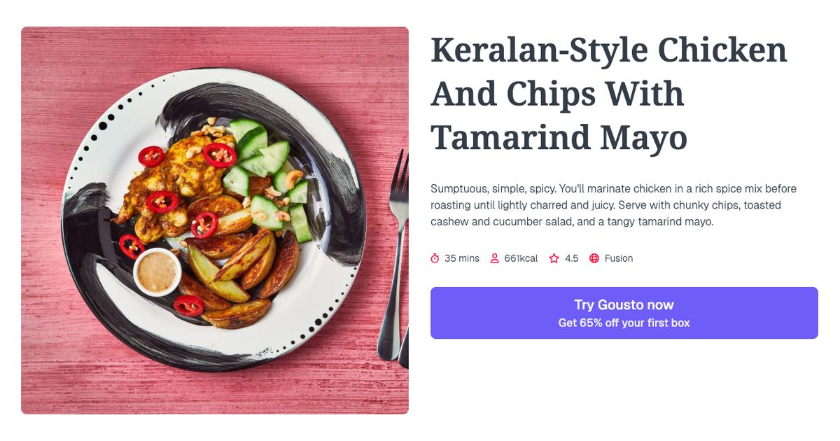 Keralan-Style Chicken And Chips With Tamarind Mayo (35 mins) | Gousto ...