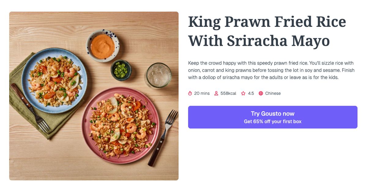 King Prawn Fried Rice With Sriracha Mayo (20 mins) | Gousto Recipe Search